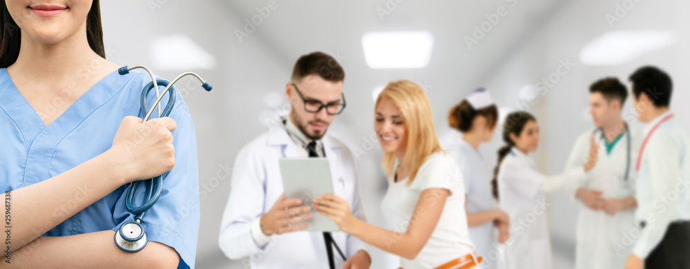 Healthcare people group. Professional doctor working in hospital office ...