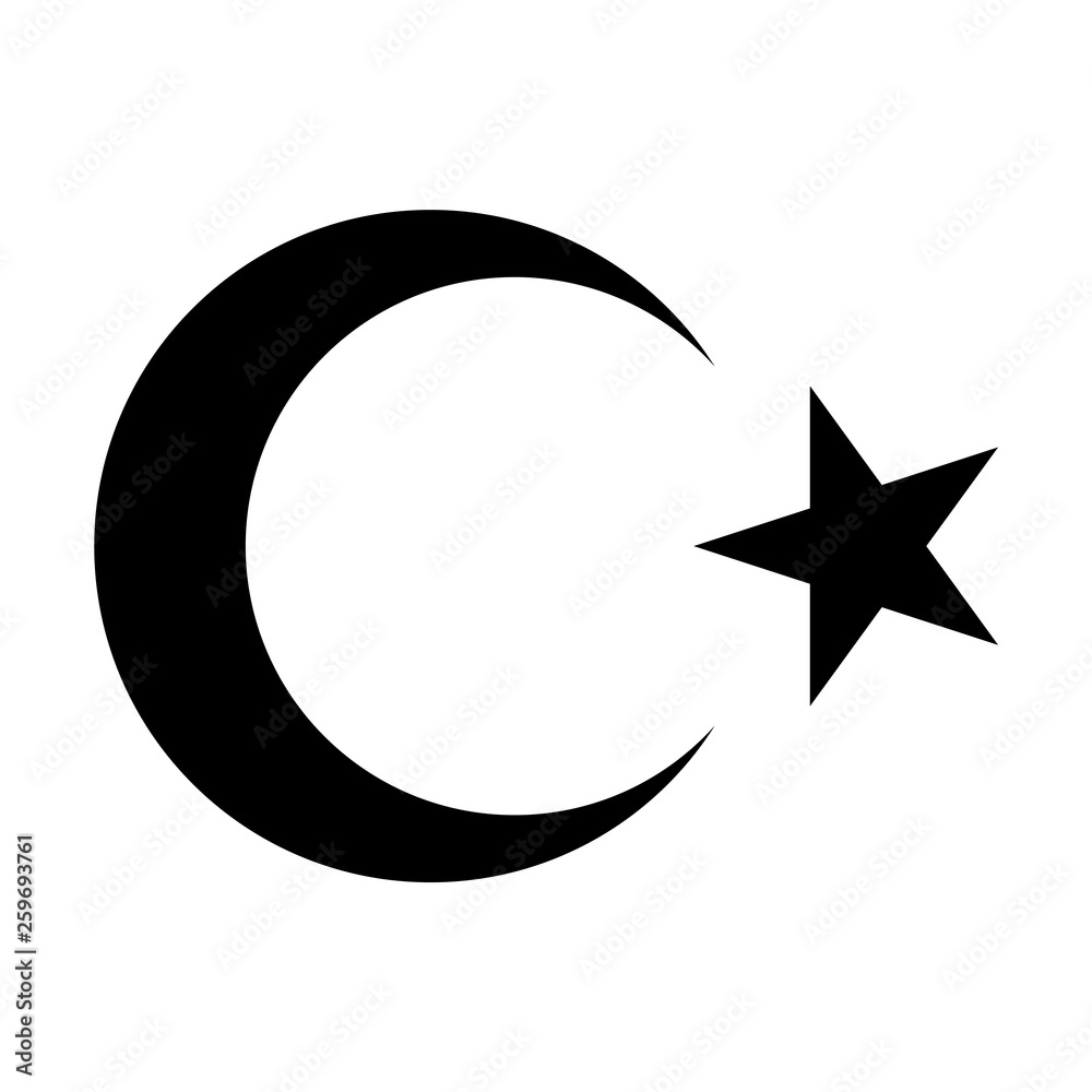 Black star and crescent symbol. The national emblem of the Republic of ...