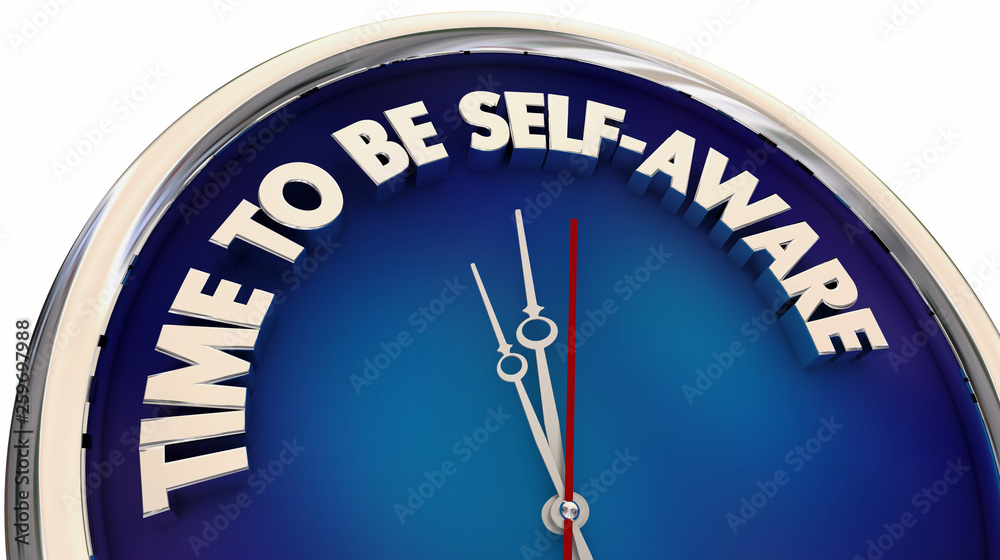 Time to Be Self Aware Knowledge Clock Words 3d Illustration Stock ...