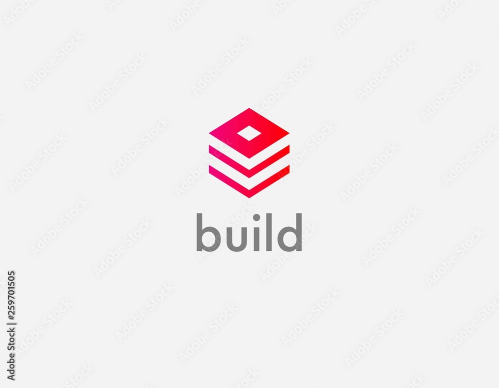 Red 3d cube logo for construction company Stock Vector | Adobe Stock