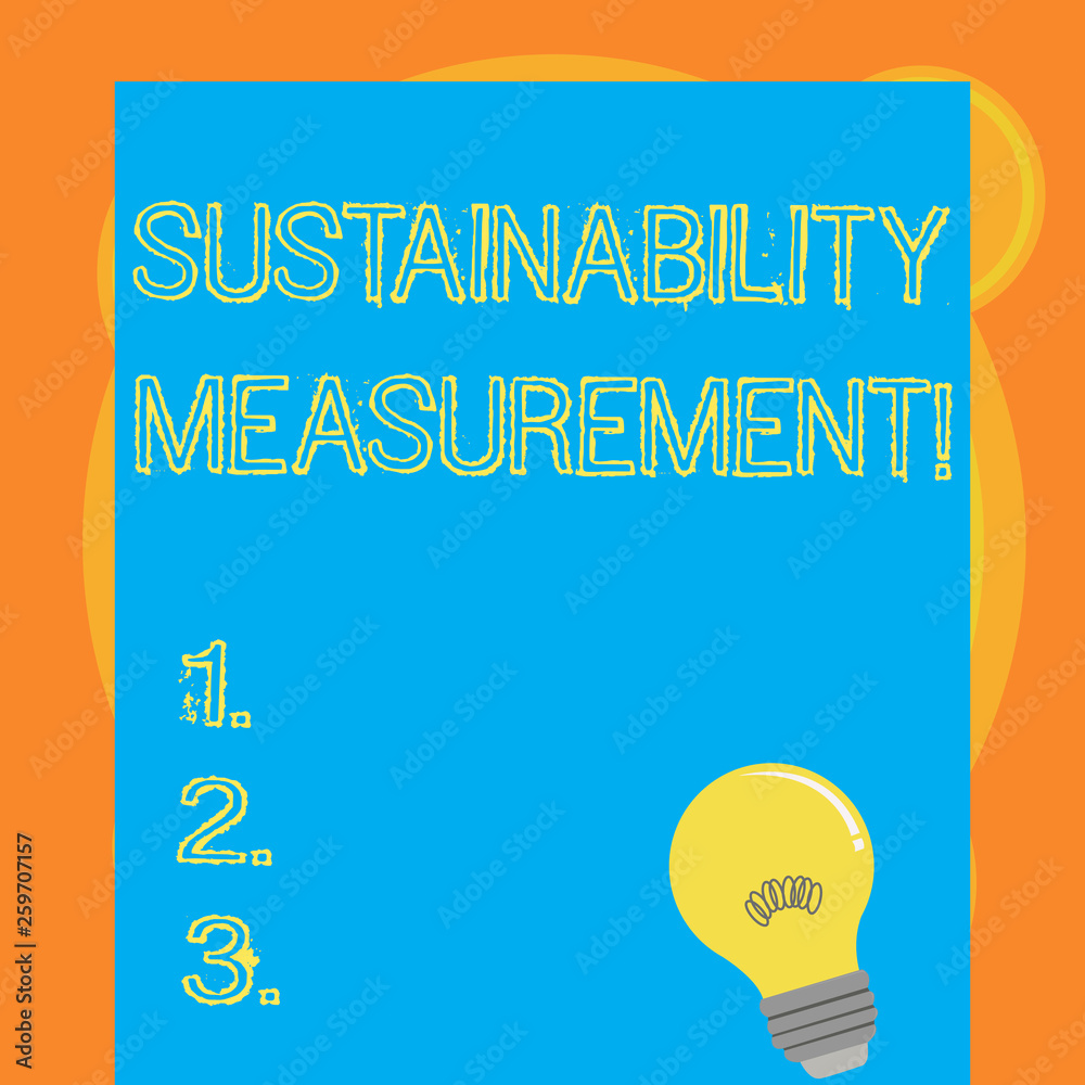 Writing note showing Sustainability Measurement. Business concept for ...
