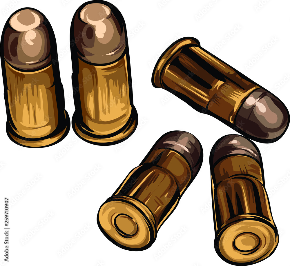 Hand drawn bullets vector. Cartoon munition. Stock Vector | Adobe Stock