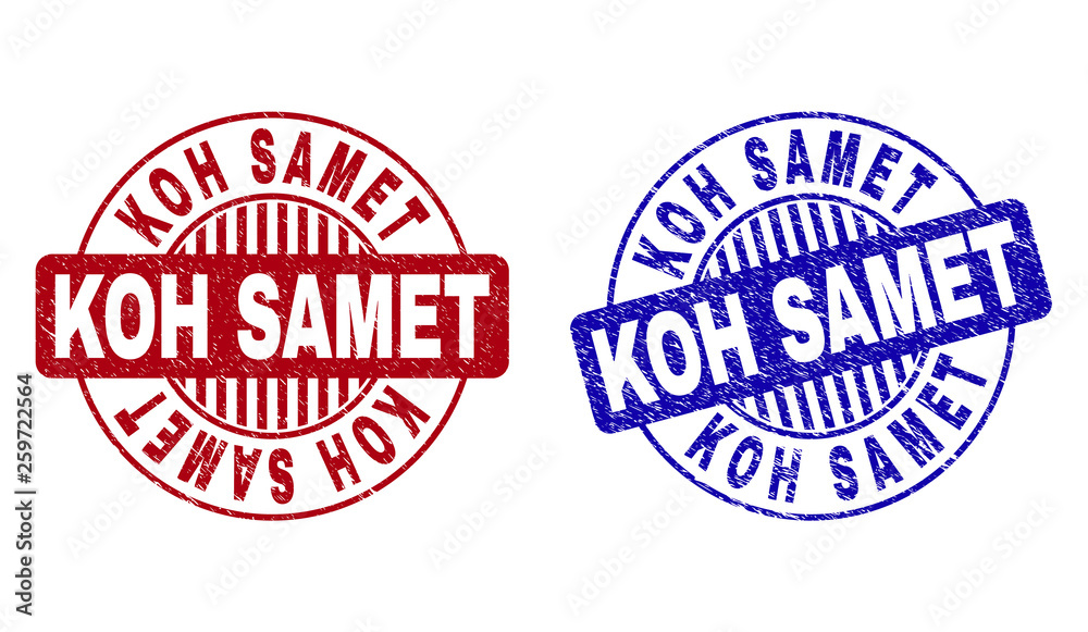 Grunge KOH SAMET round stamp seals isolated on a white background ...