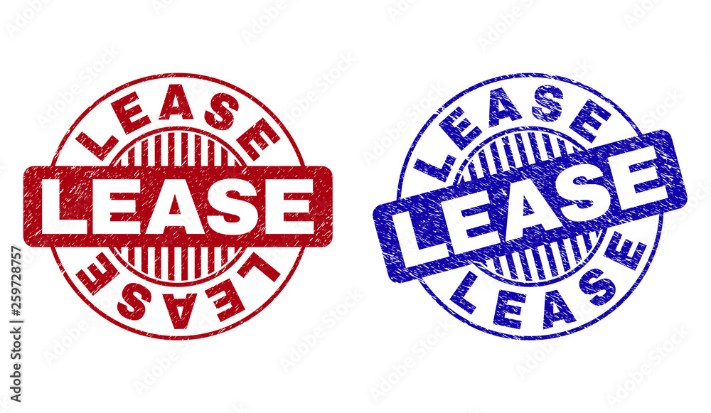 Grunge LEASE round stamp seals isolated on a white background. Round ...