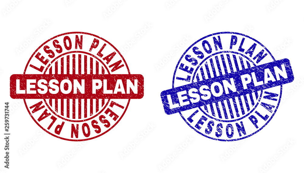Grunge LESSON PLAN round stamp seals isolated on a white background ...
