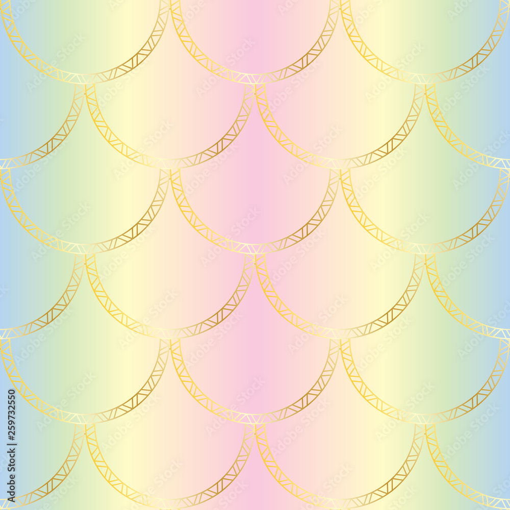 Vector golden mermaid tail texture. Fish scales seamless pattern on ... Vector golden mermaid tail texture. Fish scales seamless pattern on ...