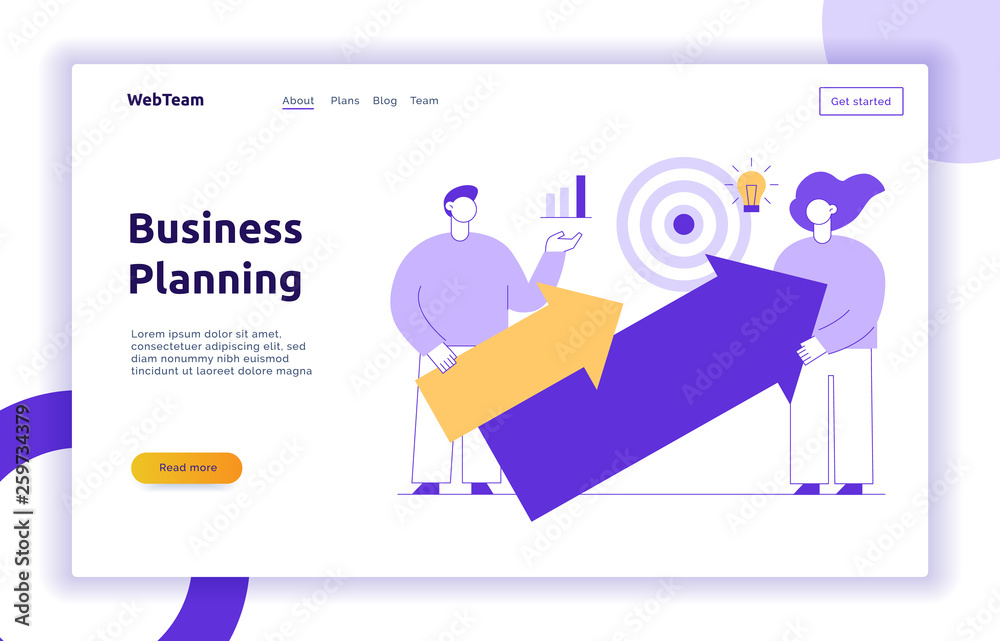 Vector teamwork and business strategy web page banner design template ...