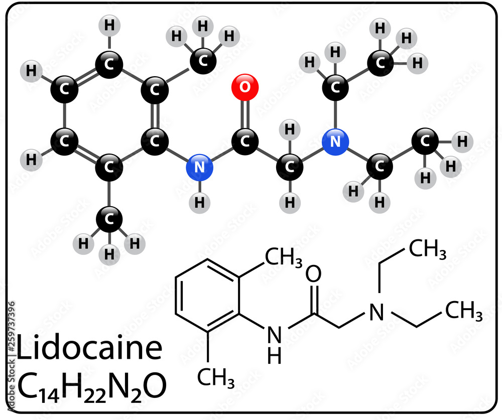 Lidocaine Molecule Structure Stock Vector | Adobe Stock
