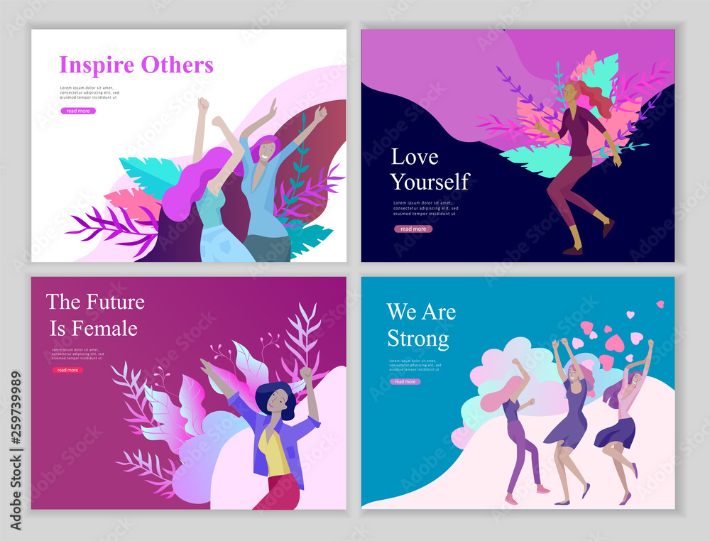 Web page design template for beauty, dreams motivation, International ...