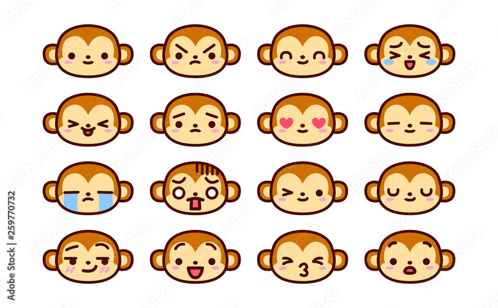 Cute Cartoon Monkey Faces