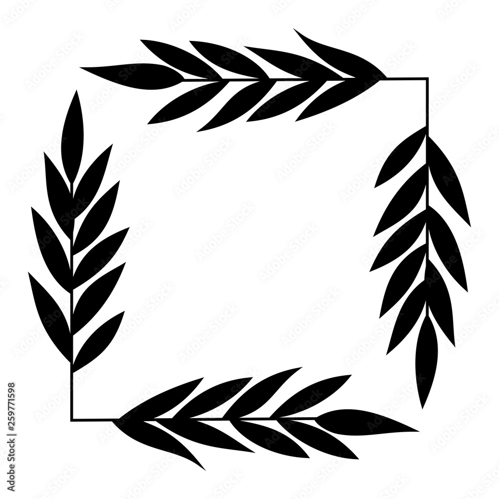 Simple black silhouette frame of leaves, vector illustration Stock ...