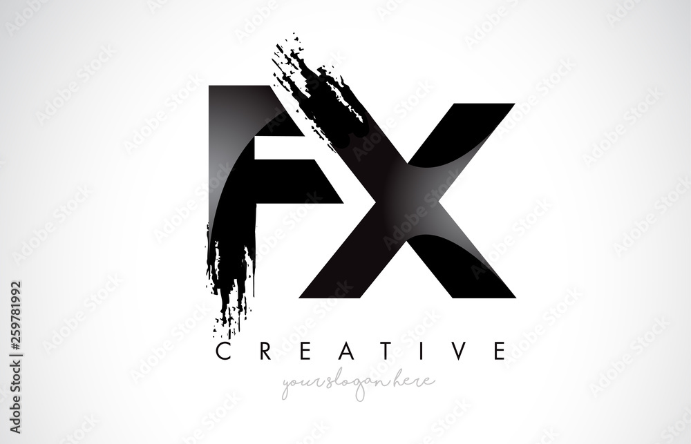 FX Letter Design with Brush Stroke and Modern 3D Look. Stock Vector ...