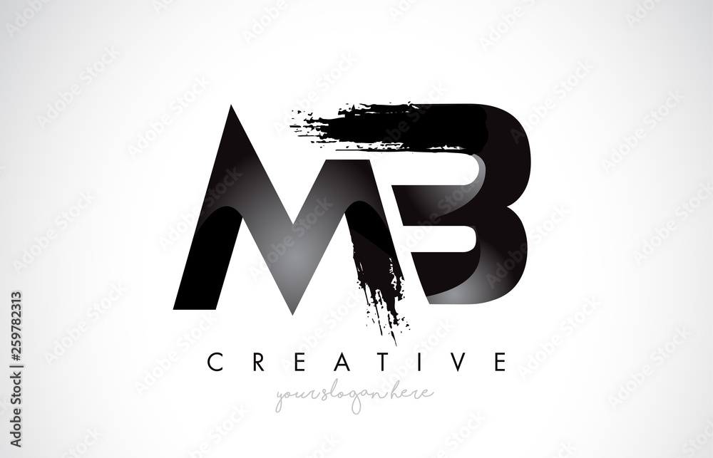 MB Letter Design with Brush Stroke and Modern 3D Look. Stock Vector ...