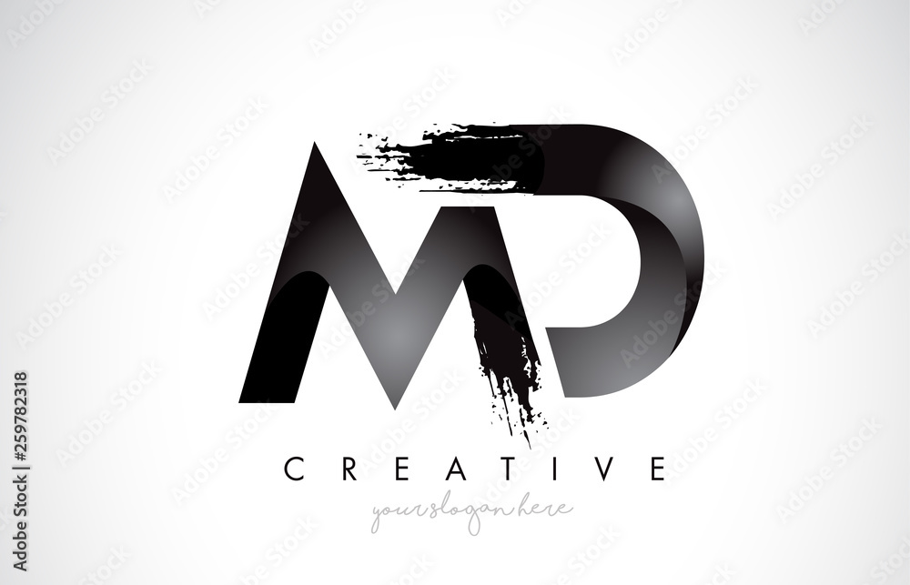 MD Letter Design with Brush Stroke and Modern 3D Look. vector de Stock ...