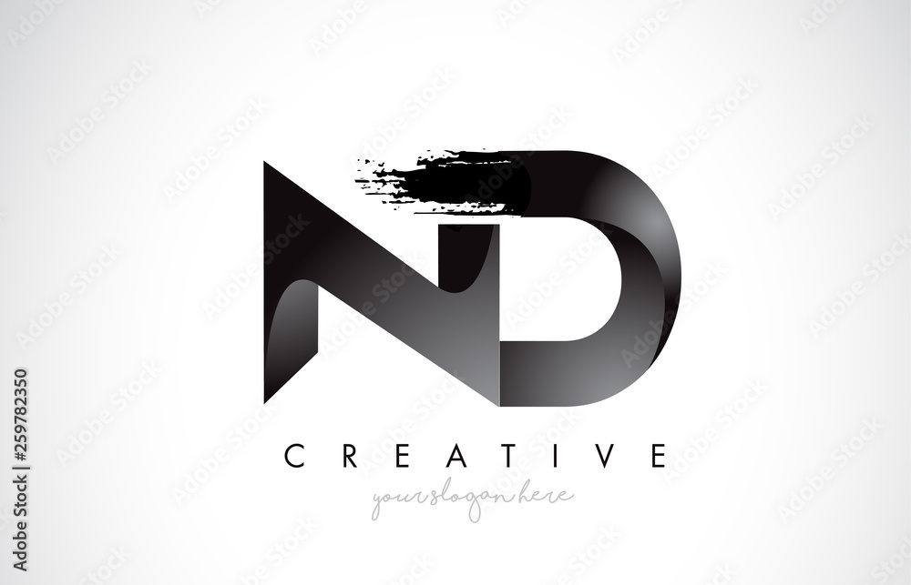 ND Letter Design with Brush Stroke and Modern 3D Look. Stock Vector ...