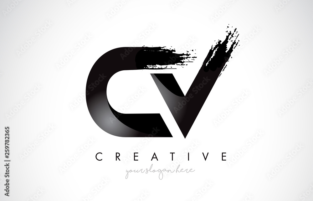 CV Letter Design with Brush Stroke and Modern 3D Look. Stock Vector ...