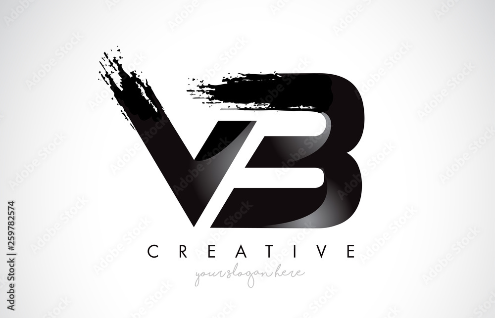VB Letter Design with Brush Stroke and Modern 3D Look. Stock Vector ...