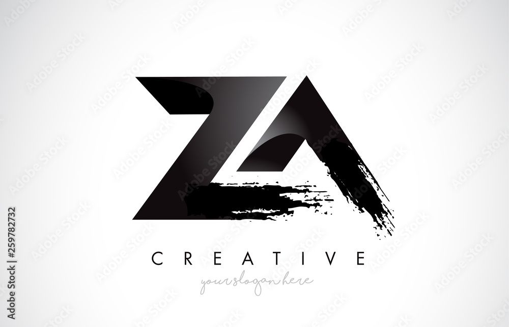 ZA Letter Design with Brush Stroke and Modern 3D Look. Stock Vector ...
