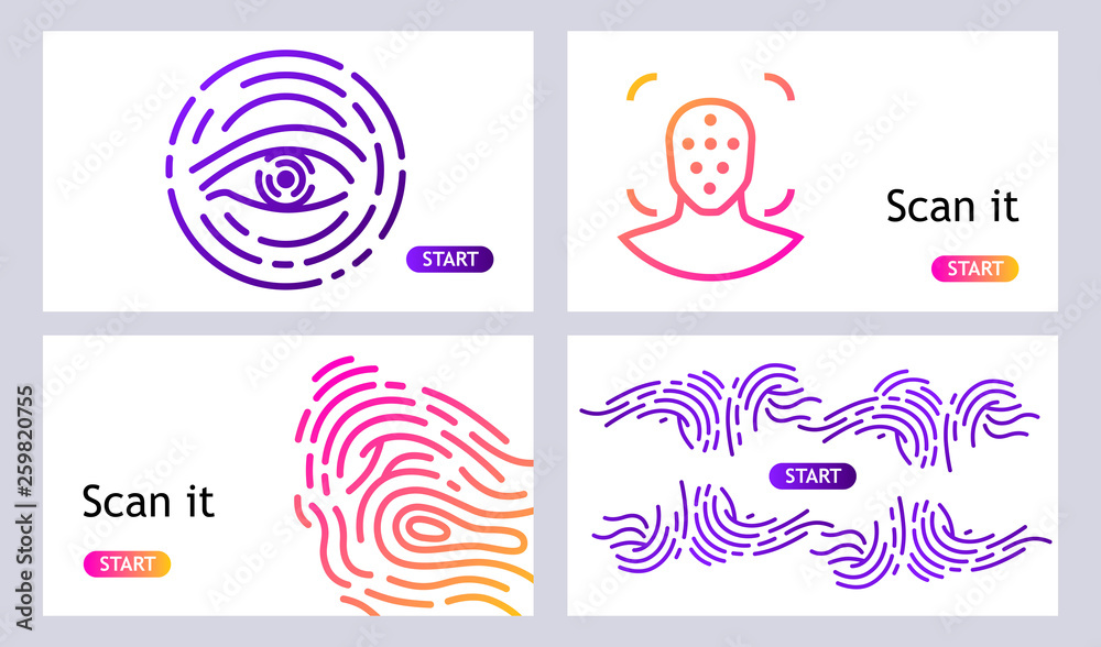 Biometric data. Set of templates for landing, banner, flyer, card ...