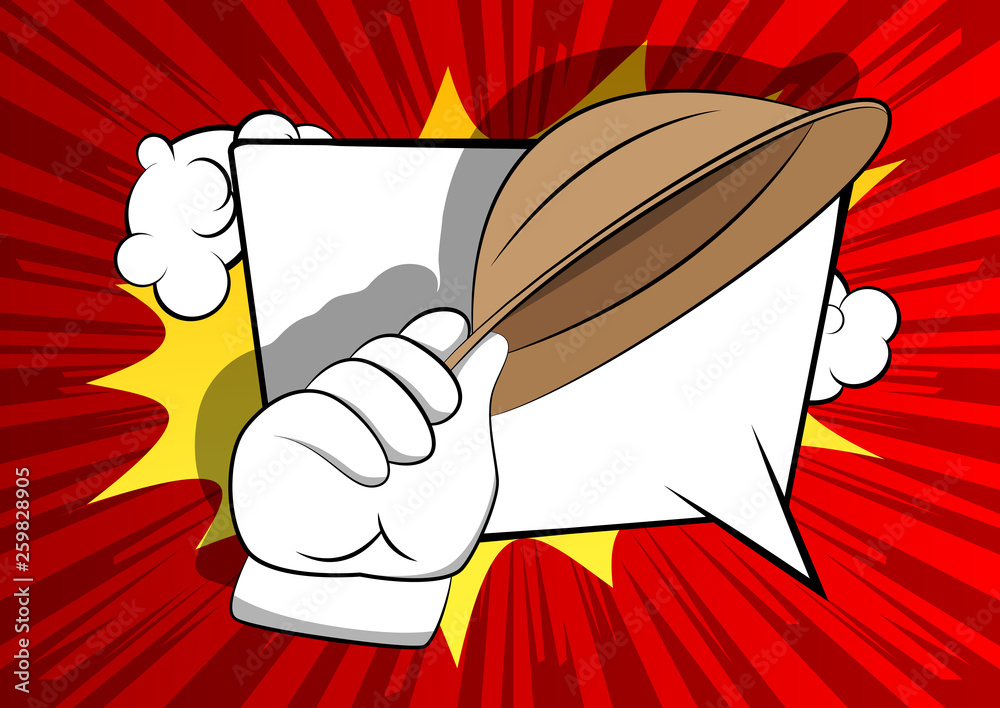 Vector cartoon hand tipping a hat. Illustrated hand on comic book ...