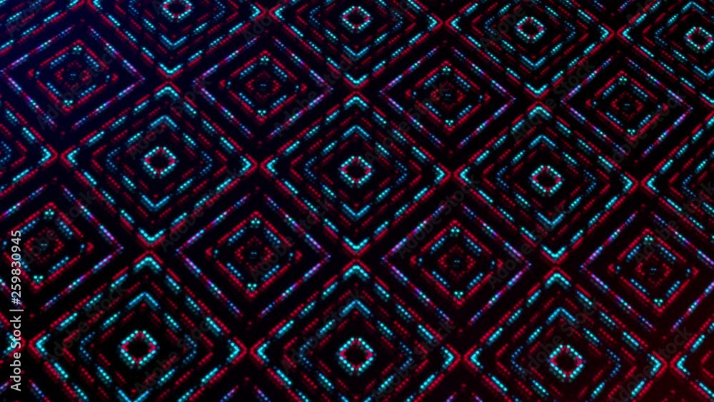 Animated light shining dots square shapes. Bright shining blue and red ...