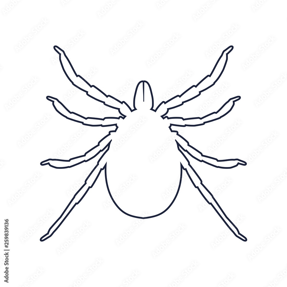Insect silhouette. Tick parasite. Sketch of Tick. Mite outline icon ...