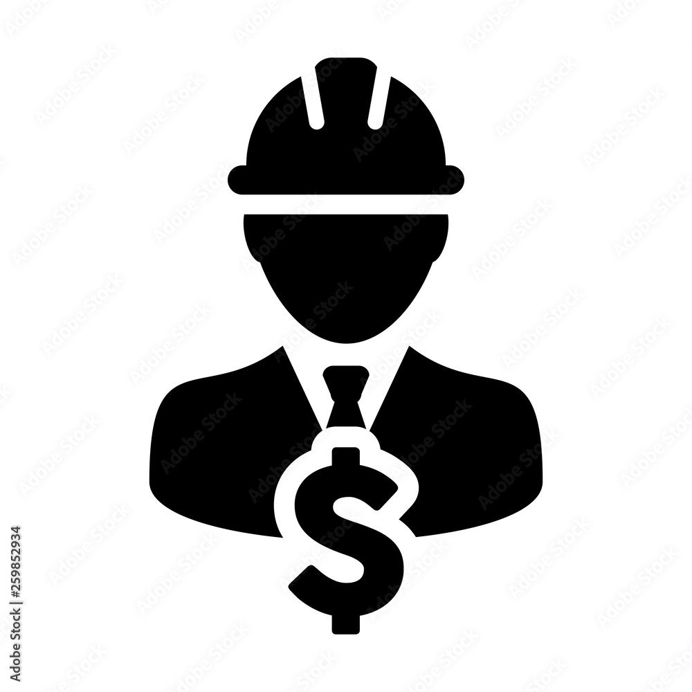 Factory worker icon vector male construction worker person profile ...