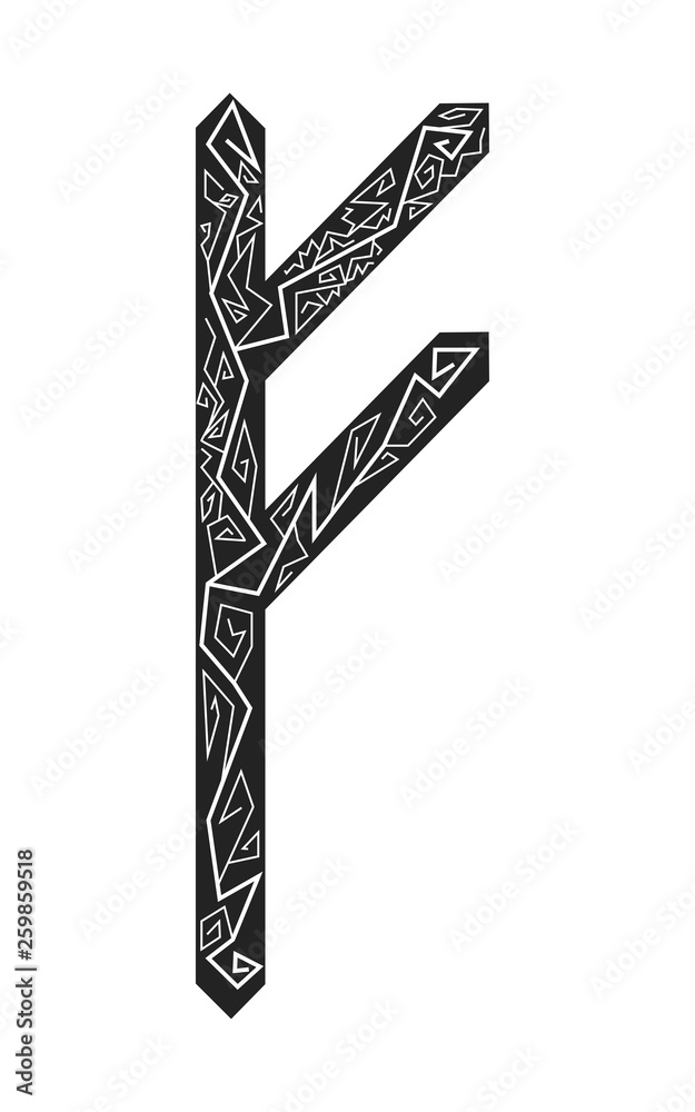 Fehu rune. Ancient Scandinavian runes. Runes senior futarka. Magic ...