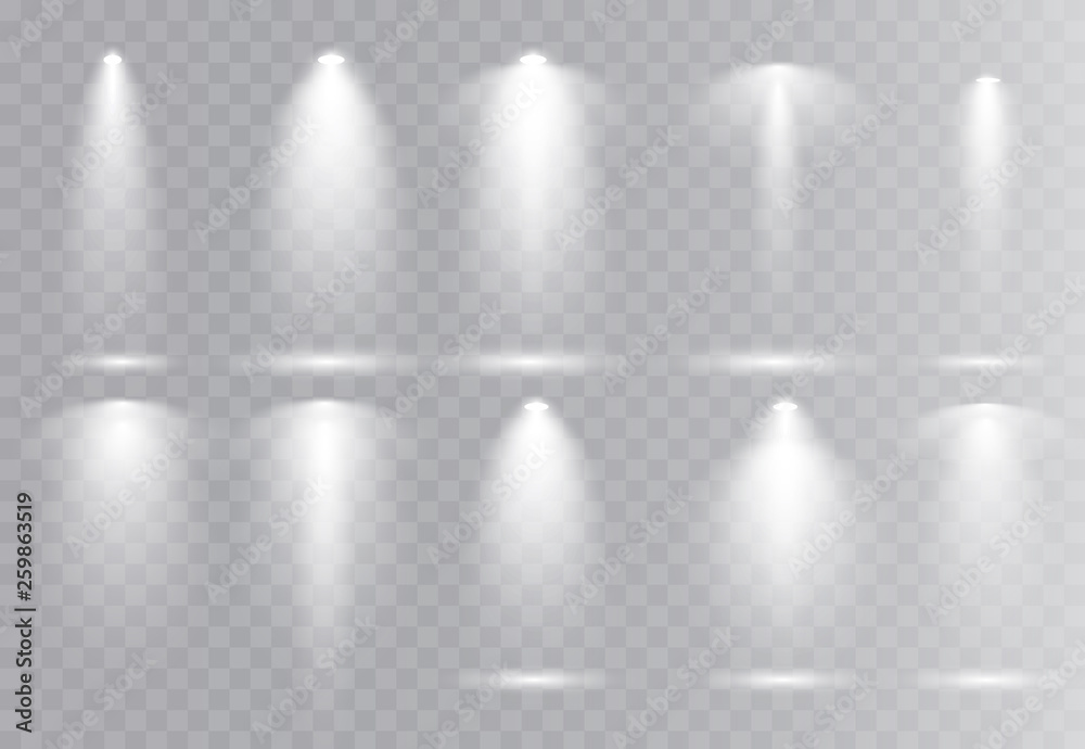 Vector light sources, concert lighting, stage beam spotlights set lens ...