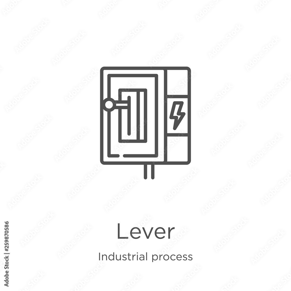 lever icon vector from industrial process collection. Thin line lever ...