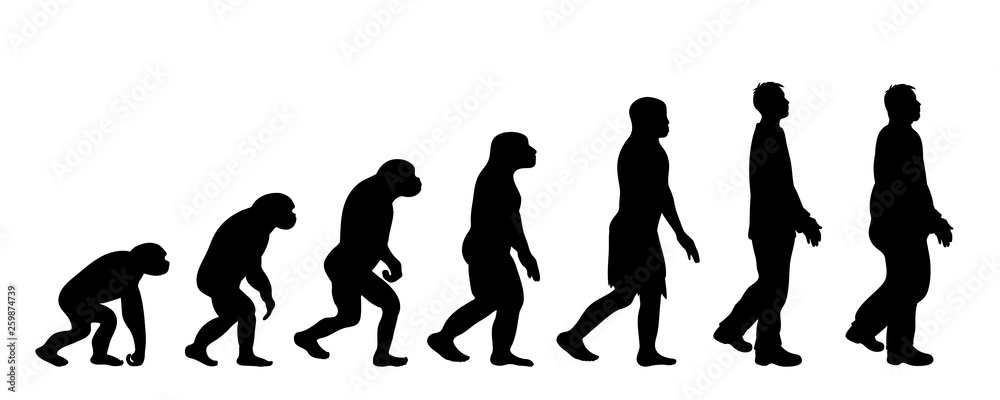 Theory of evolution of man. Vector silhouette of homo sapiens. Symbol ...