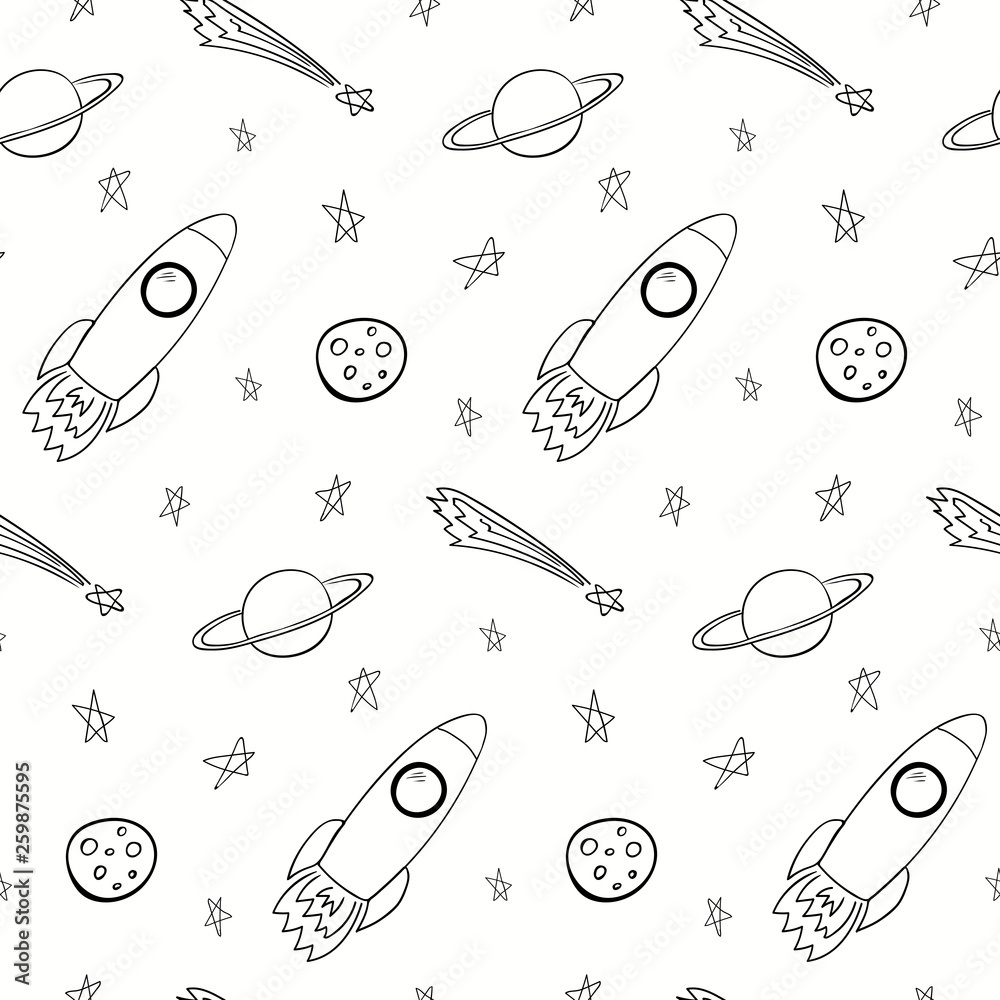 Space Stars Clipart Black And White