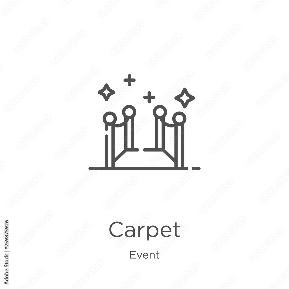 red carpet icon vector from event collection. Thin line red carpet ...
