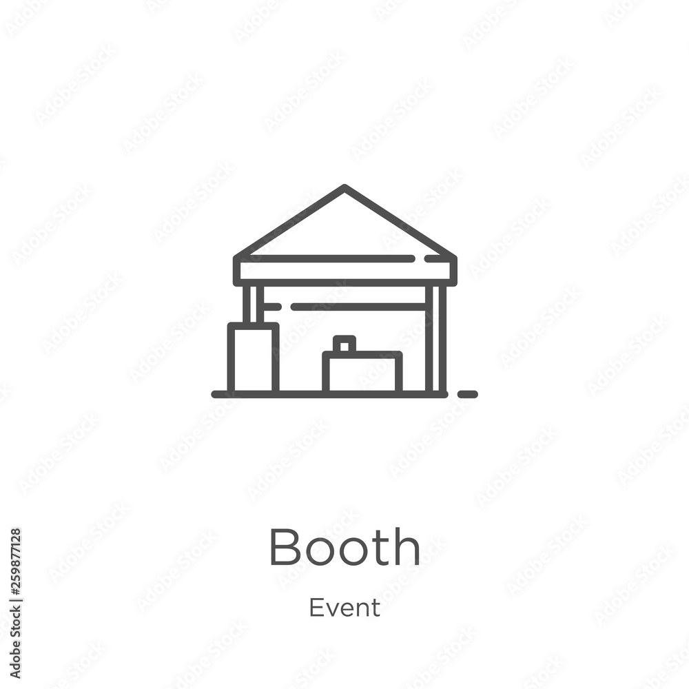 booth icon vector from event collection. Thin line booth outline icon ...