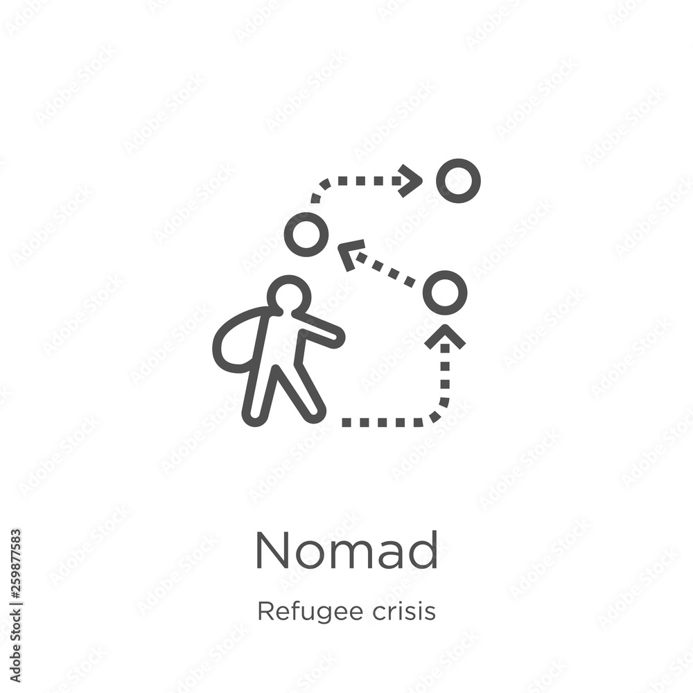 nomad icon vector from refugee crisis collection. Thin line nomad ...