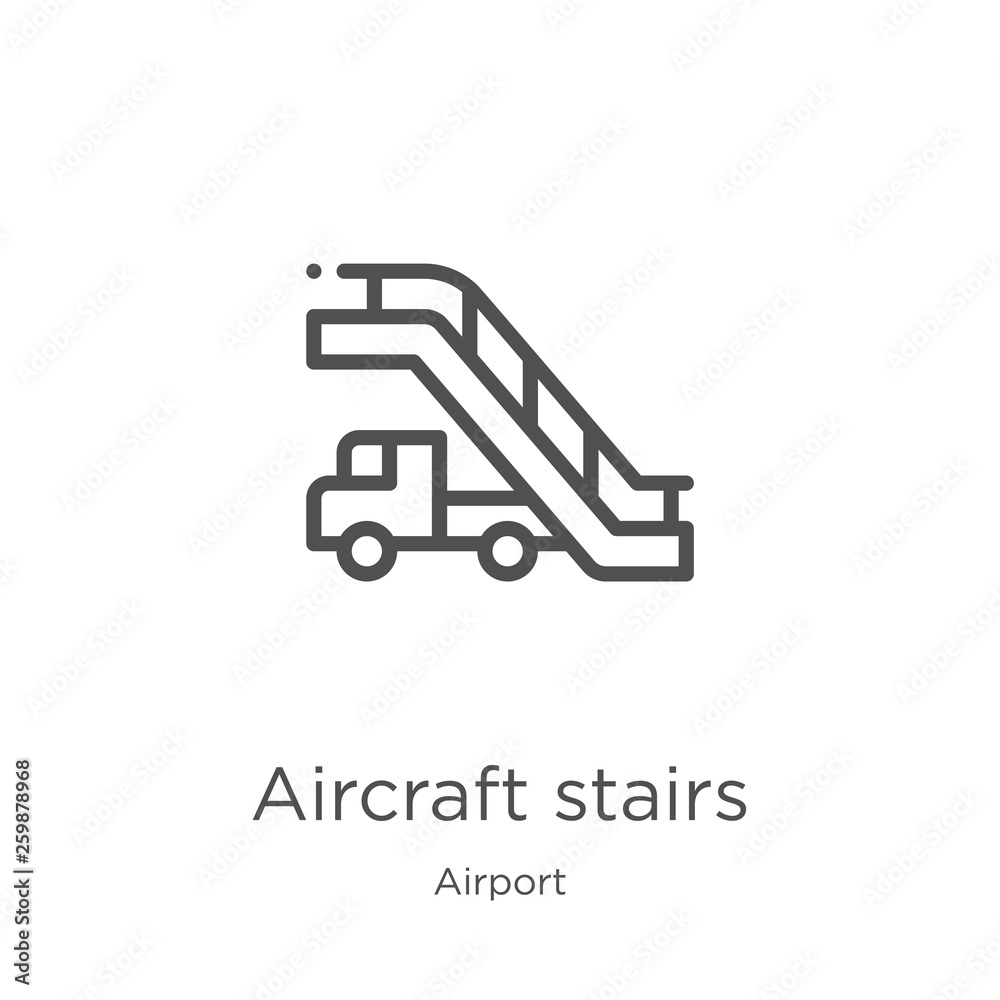 aircraft stairs icon vector from airport collection. Thin line aircraft ...