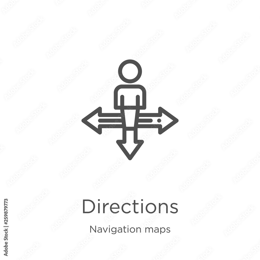 directions icon vector from navigation maps collection. Thin line ...