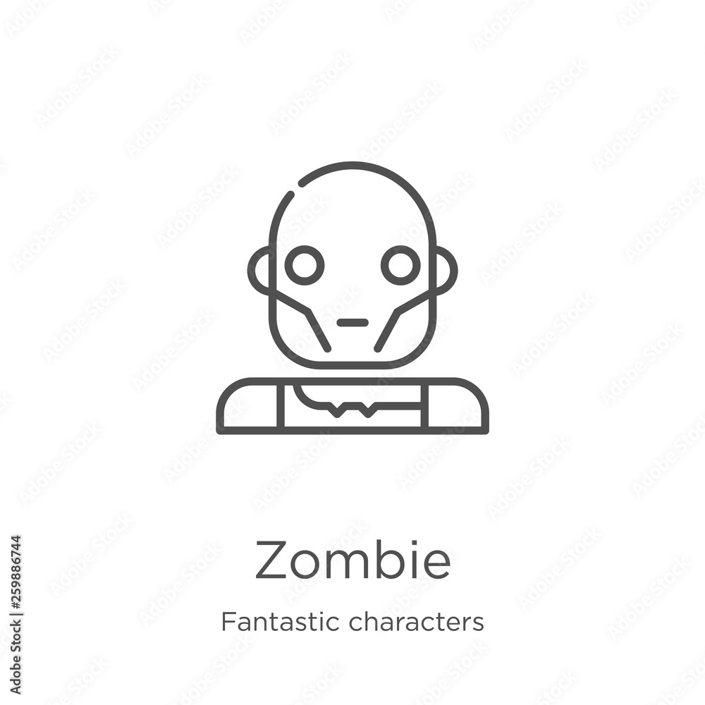 zombie icon vector from fantastic characters collection. Thin line ...