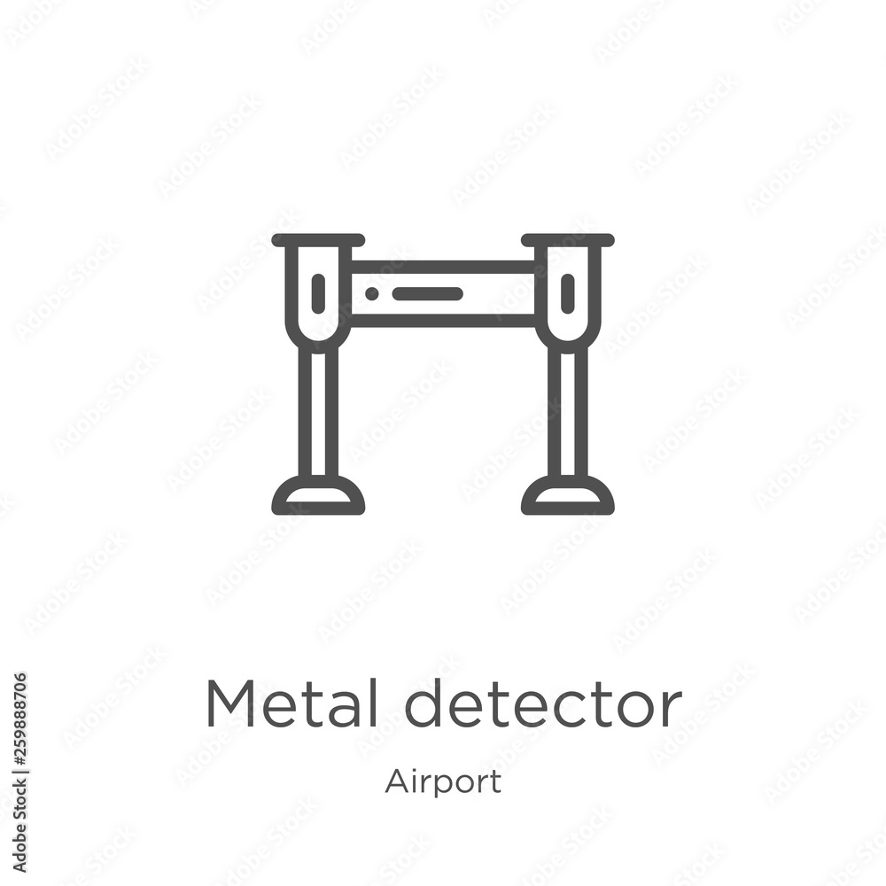 metal detector icon vector from airport collection. Thin line metal ...