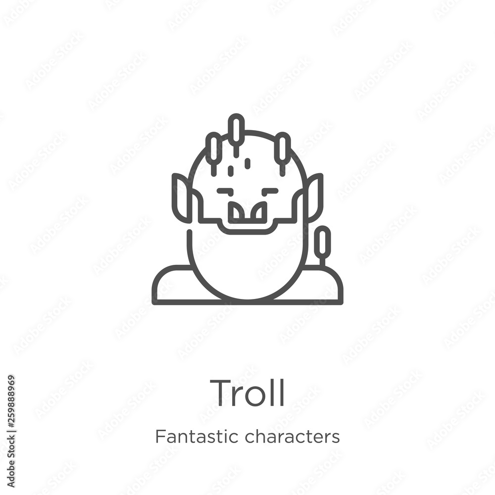 troll icon vector from fantastic characters collection. Thin line troll ...