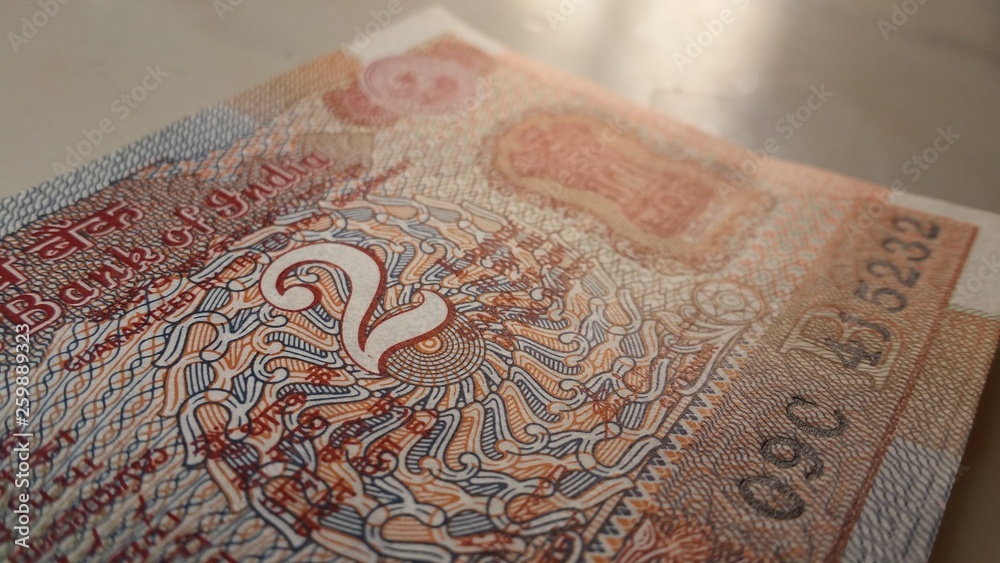 Old Indian Two Rupees Note Stock Photo | Adobe Stock