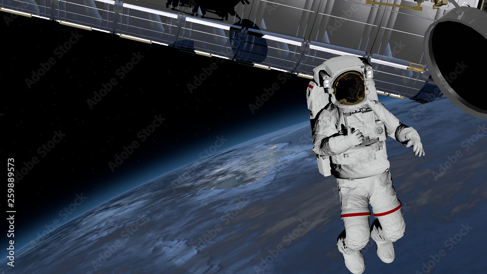 Astronaut Spacewalk, Astronaut shows thumbs up in the open space ...