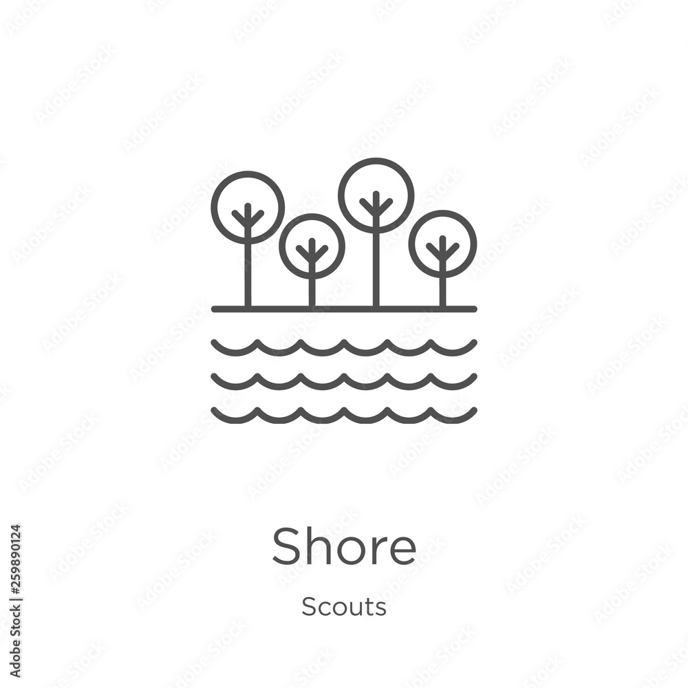 shore icon vector from scouts collection. Thin line shore outline icon ...