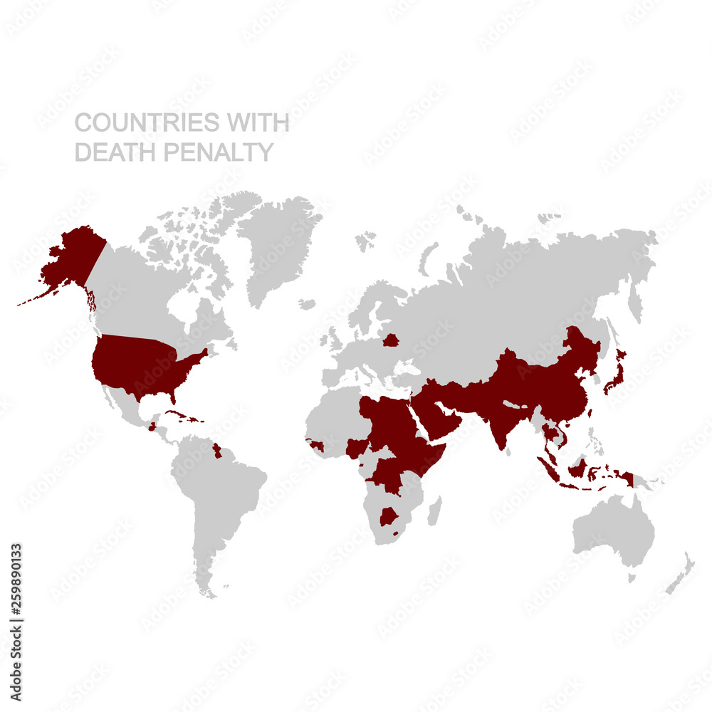 Vetor de vector map with countries with death penalty do Stock | Adobe ...