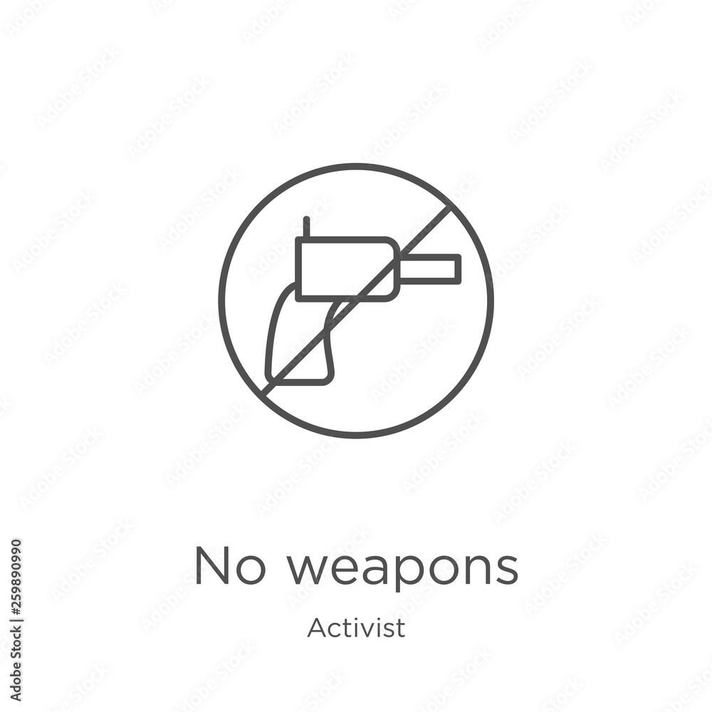 no weapons icon vector from activist collection. Thin line no weapons ...