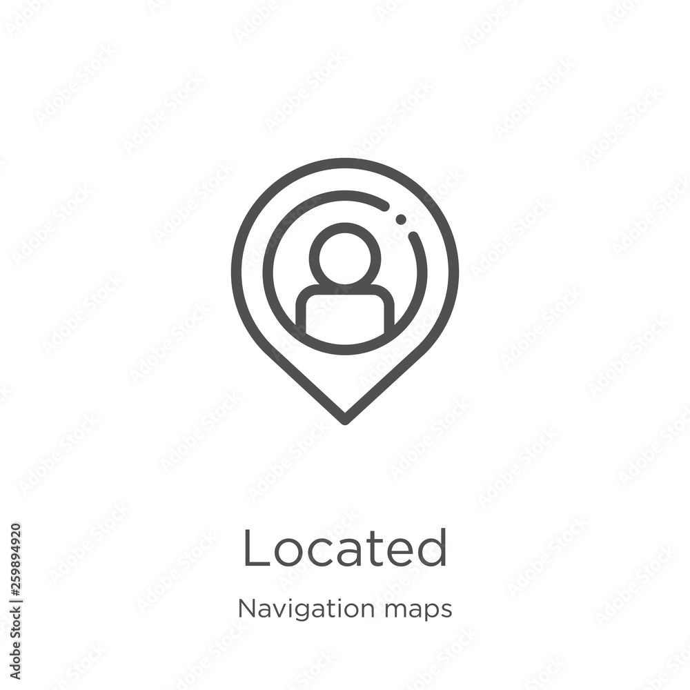 located icon vector from navigation maps collection. Thin line located ...