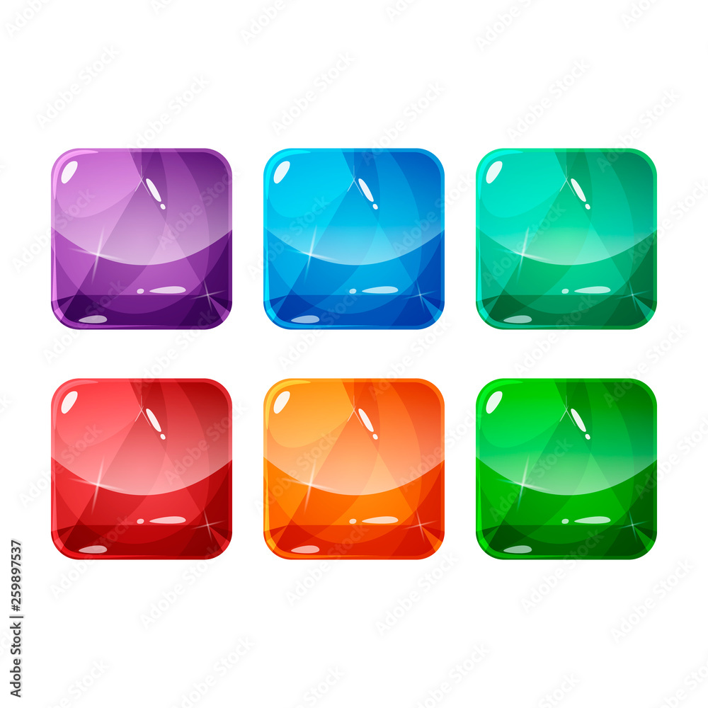 Set of colorful rounded square glossy backgrounds for the app icon with ...
