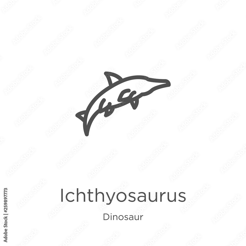 ichthyosaurus icon vector from dinosaur collection. Thin line ...