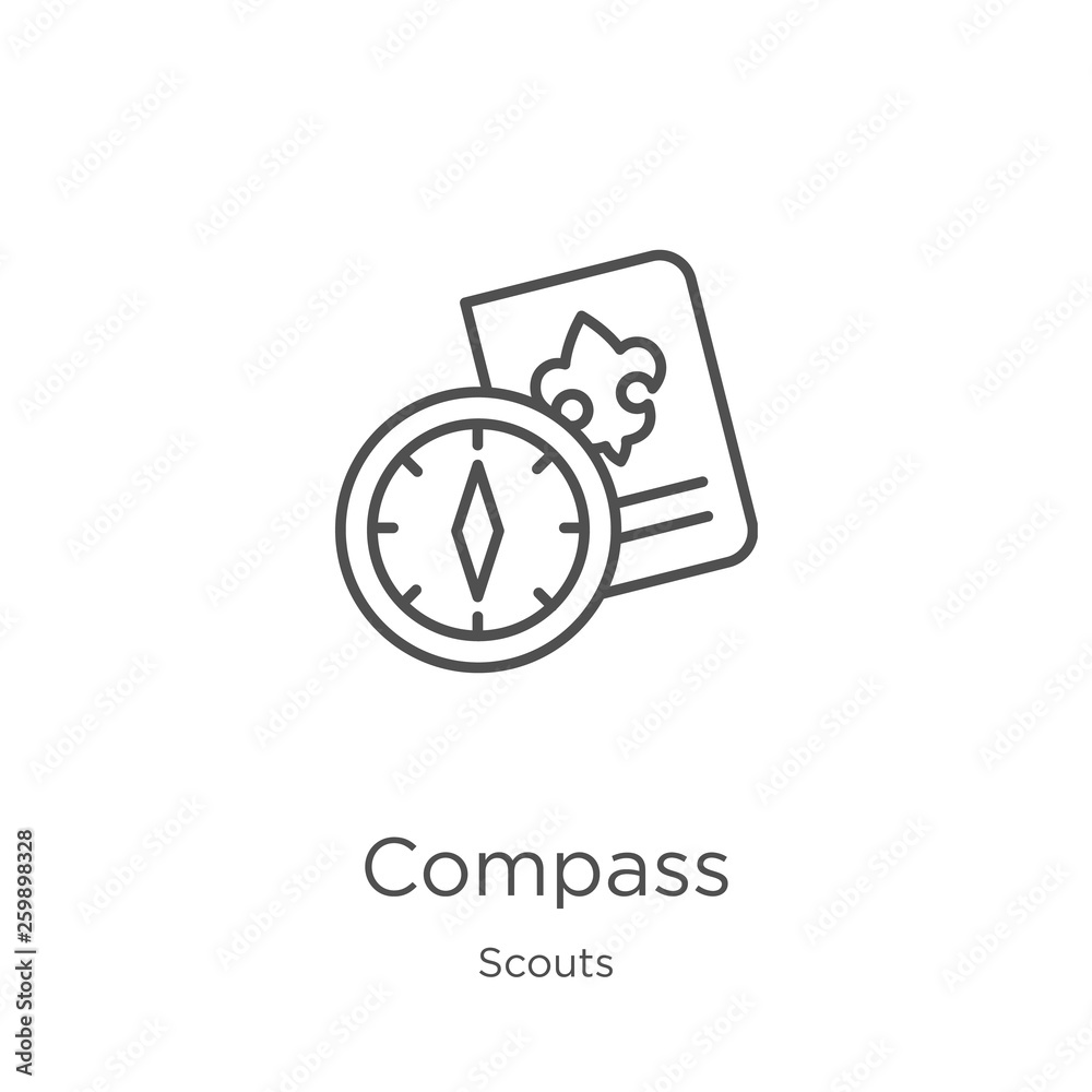 compass icon vector from scouts collection. Thin line compass outline ...