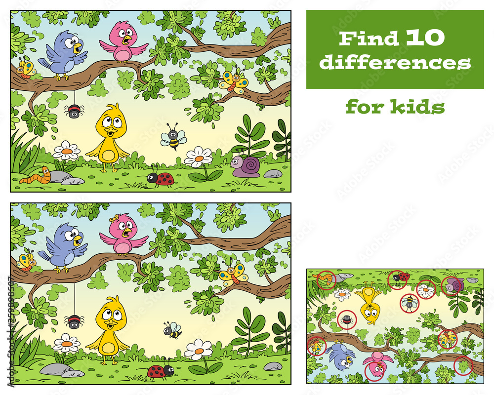 Funny cartoon game for kids. With solution. Vector illustration with ...